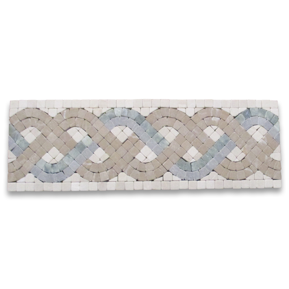 Triple Rope Verde 4x4 Marble Mosaic Border Corner Tile Tumbled - Stone ...