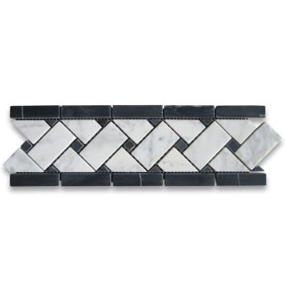 Carrara White Marble Mosaic Border Listello Tile