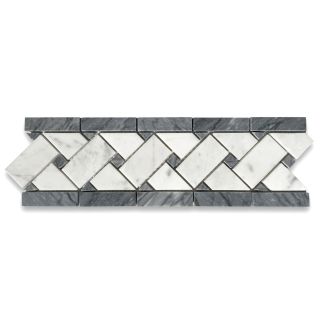 Carrara White Marble Mosaic Border Listello Tile