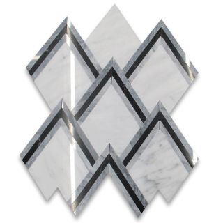 Carrara White Marble Mountain Peaks Arrowhead Mosaic - Polished (Video ...