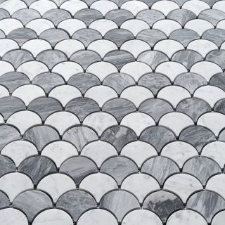 Fish Scale Fan Shape Marble Mosaic Tile | Stone Center Online