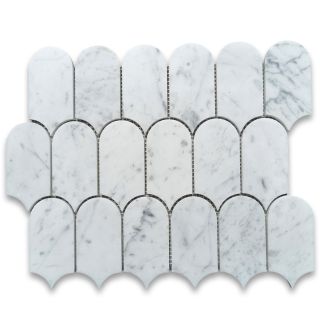 Fish Scale Fan Shape Marble Mosaic Tile | Stone Center Online