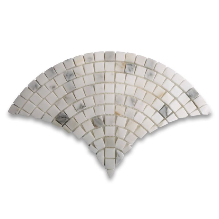 Calacatta Gold Marble Fish Scale Scallop Fan Pattern Mini Mosaic Tile ...