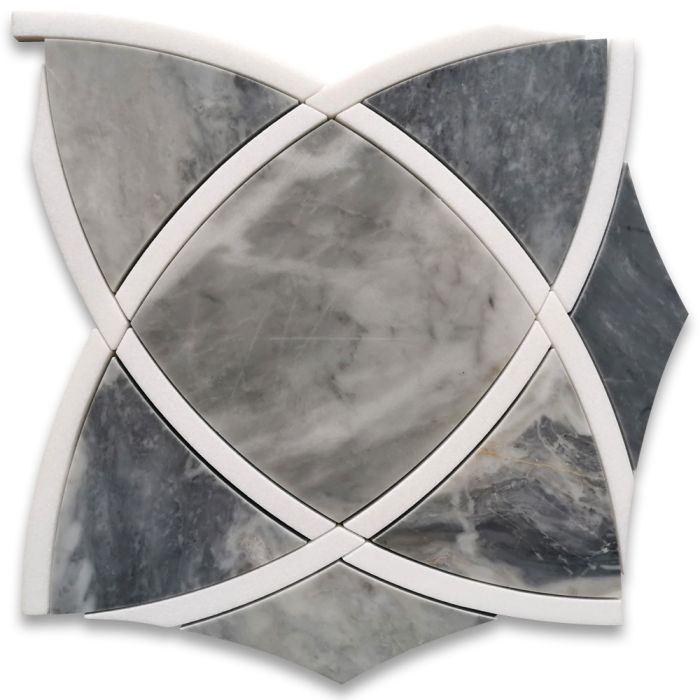 Bardiglio Gray Marble Celtic Waterjet Mosaic Tile w/ Thassos White ...