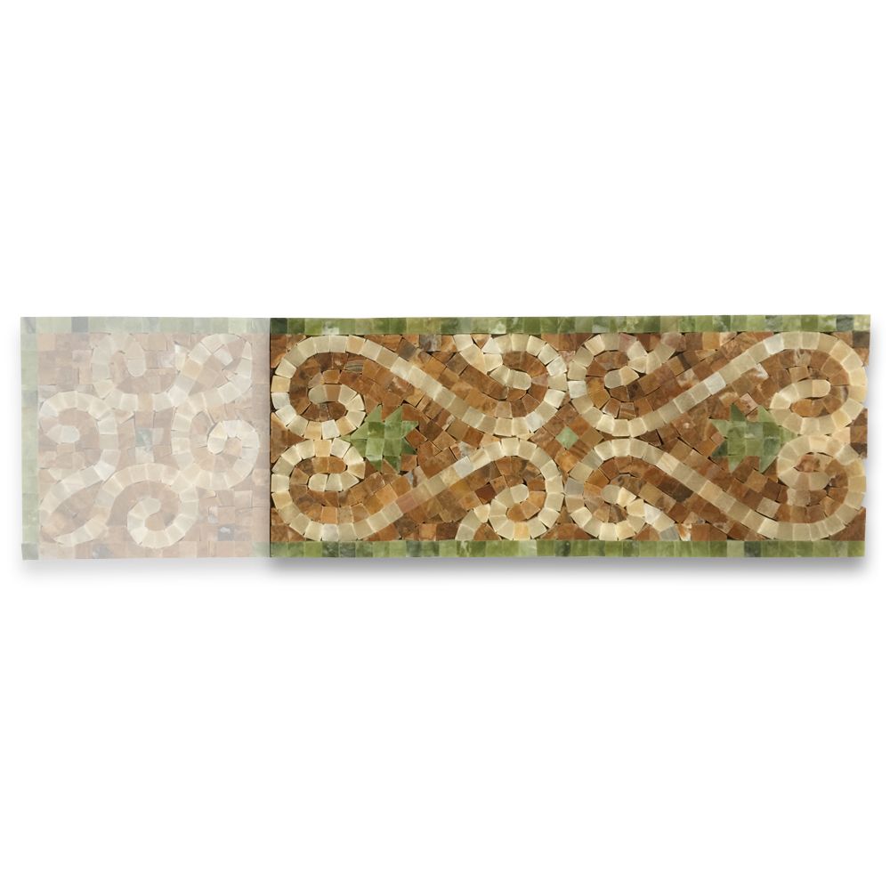 Carina Green 4x13.8 Marble Mosaic Border Listello Tile Polished - Stone ...