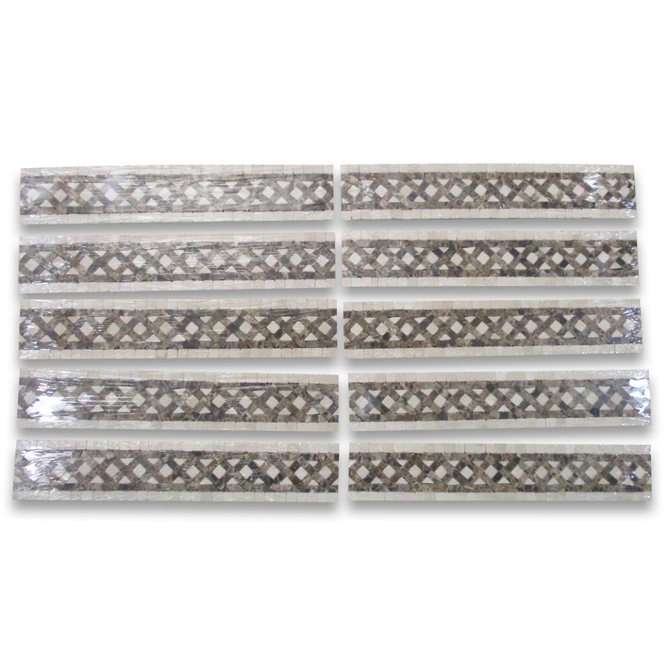 Carrara Marble Tile Italian White Carrera 4x12 Listello Mosaic Border ...