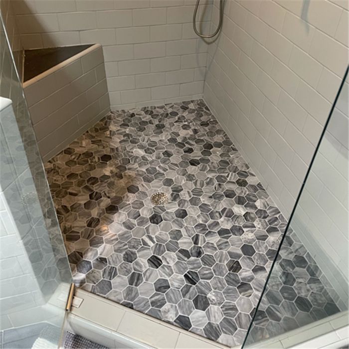 gray marble bathroom floor