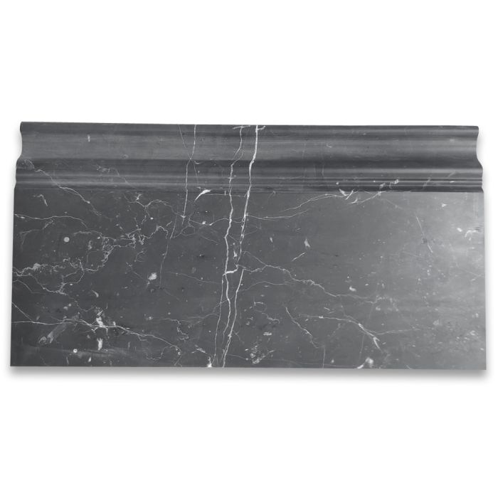 Nero Marquina Black Marble 6x12 Skirting Baseboard Trim Molding Honed ...
