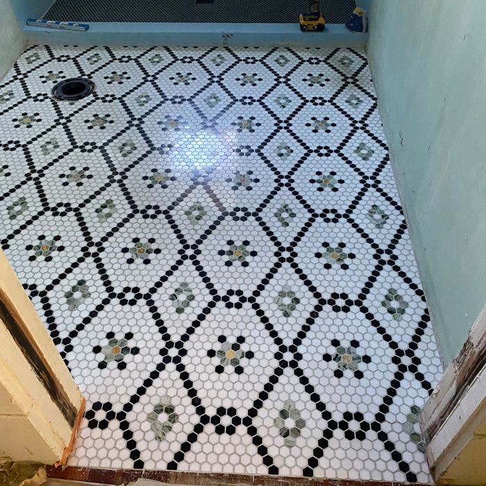 hexagonal patterned floor tiles