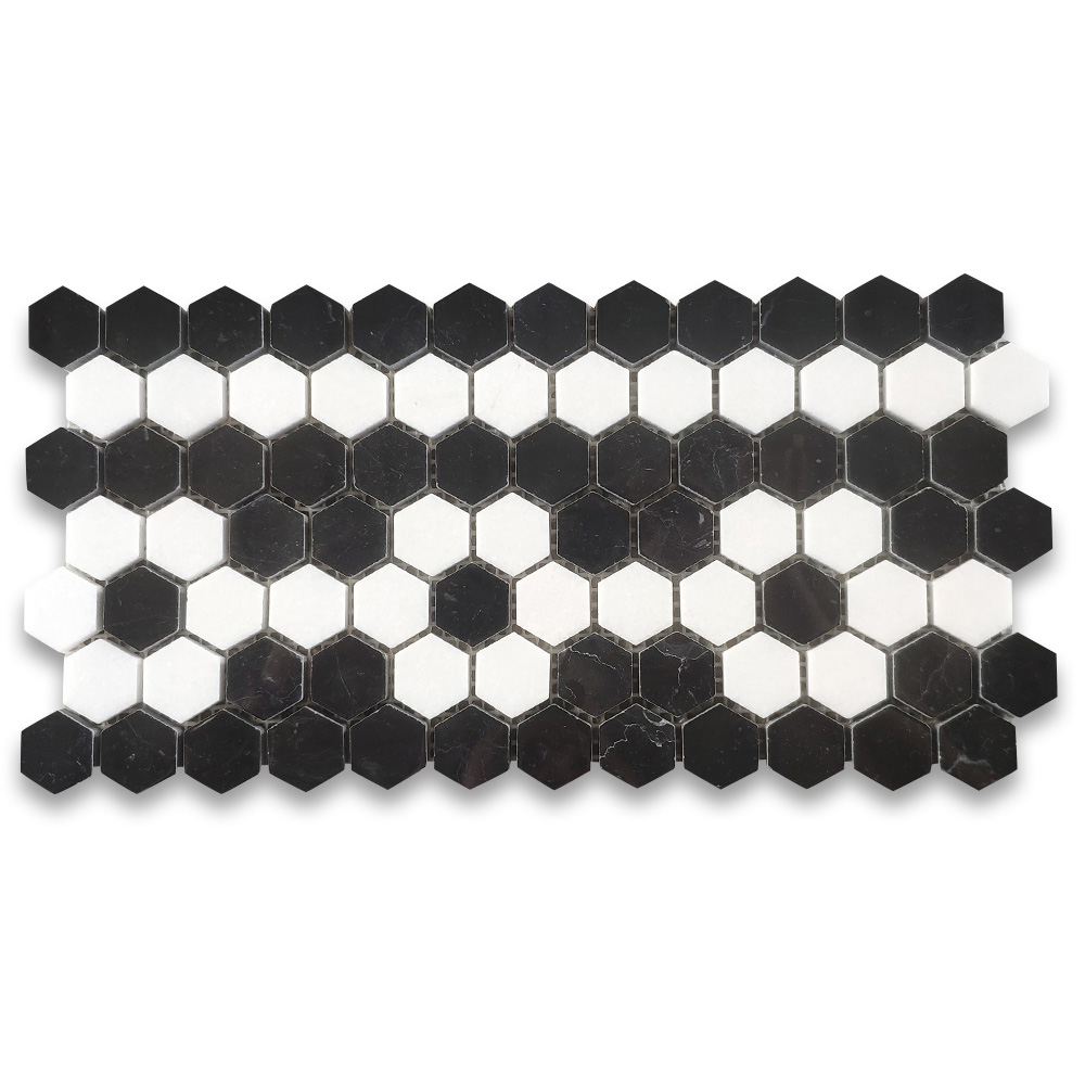 black hexagon tile pattern